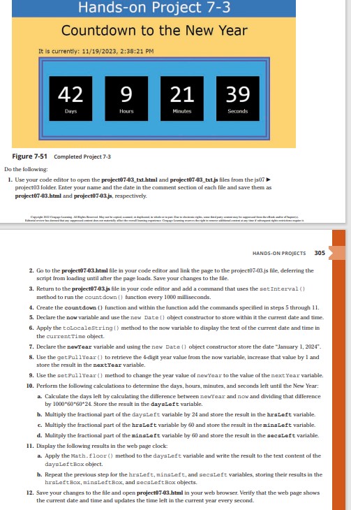 Solved Hands-on Project 7-3 Countdown to the New Year It is | Chegg.com