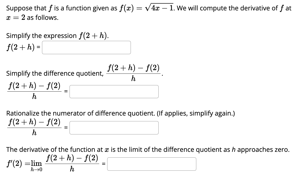 Solved Suppose that f is a function given as f(x)=4x−1. We | Chegg.com