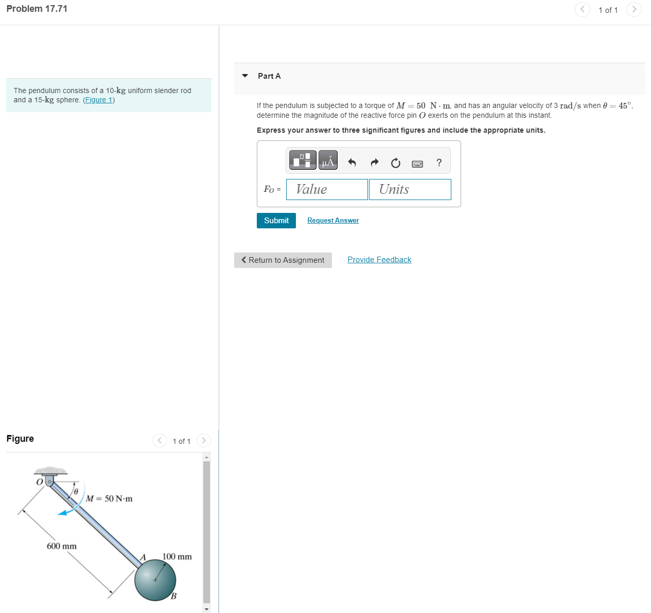 Solved The pendulum consists of a 10−kg uniform slender rod | Chegg.com