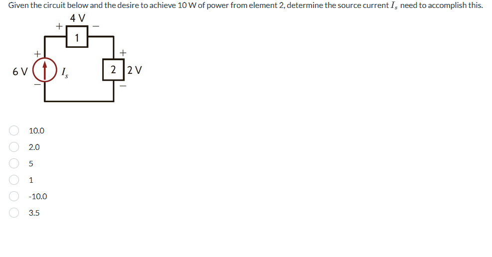 Solved Given the circuit below and the desire to achieve 10W | Chegg.com