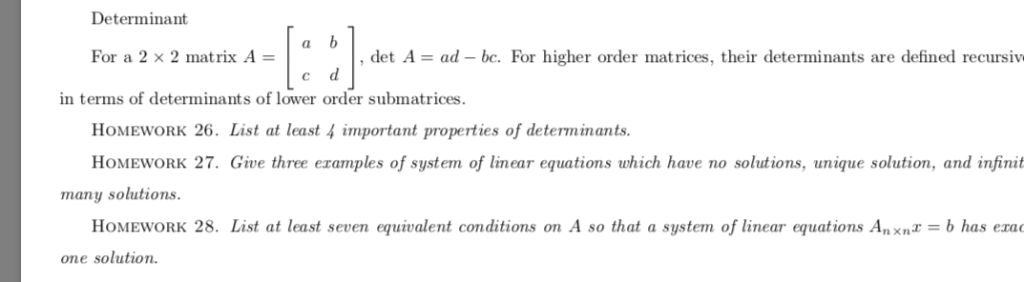 Solved Determinant For a 2 × 2 matrix A- , det A-ad - bc. | Chegg.com