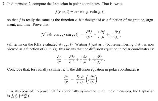 Solved 7. In dimension 2, compute the Laplacian in polar | Chegg.com