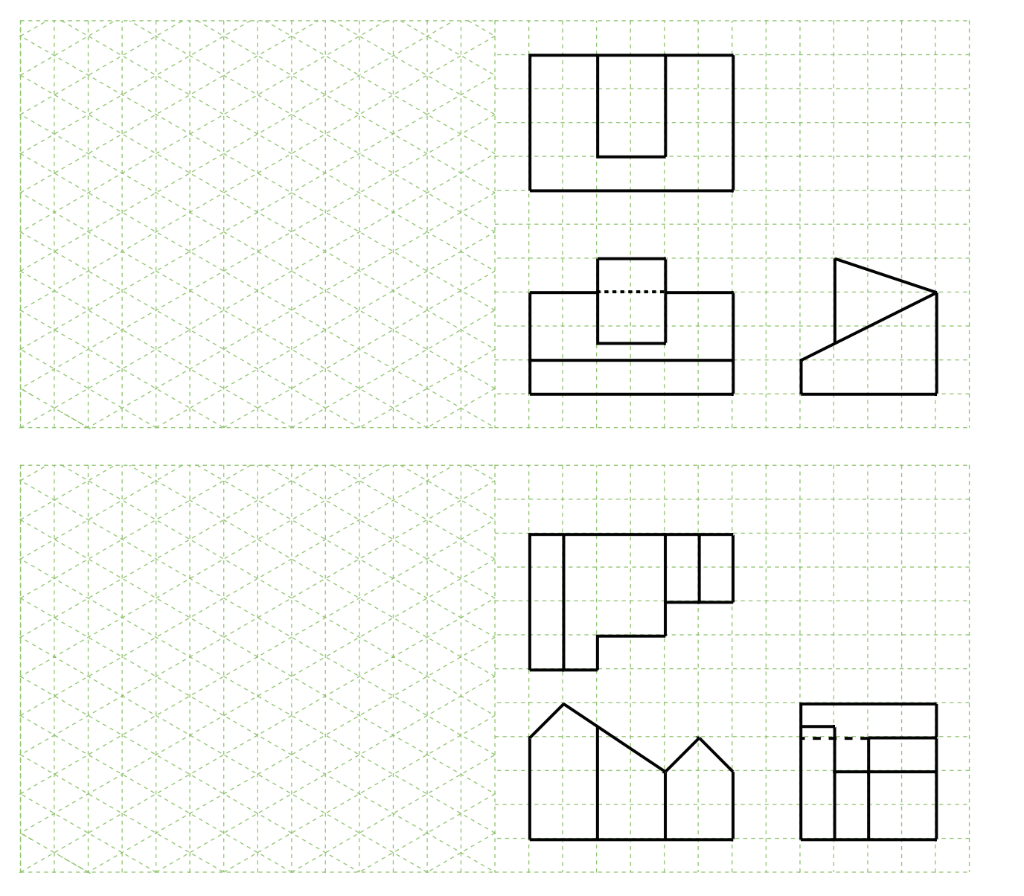 Solved Draw the isometric shape, using the top, front and | Chegg.com