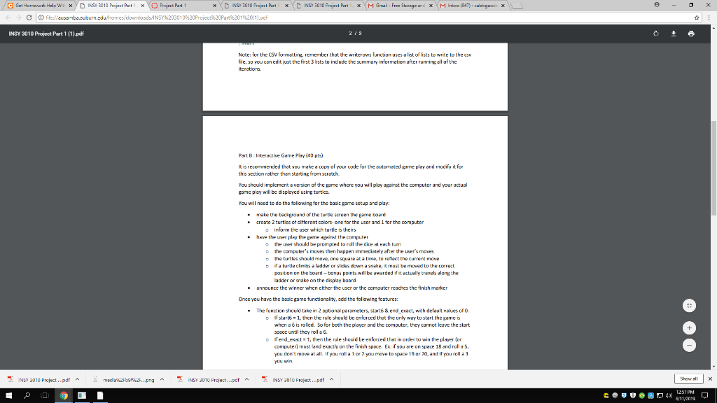 C Get Hamwork Help WitxD INSY 3010 Project Part 1 x | Chegg.com