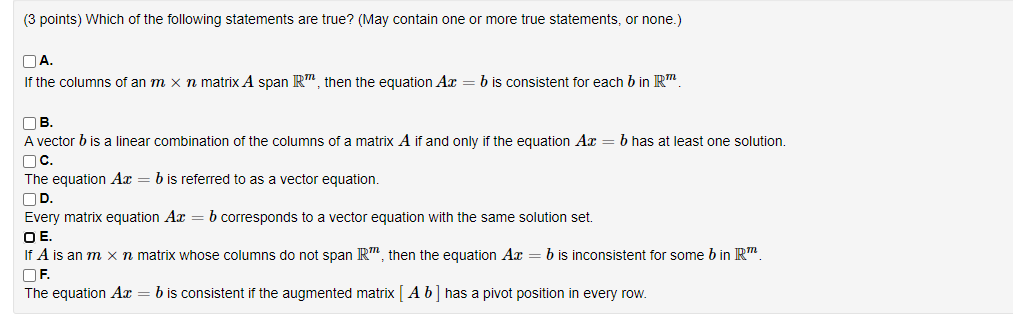 Solved ( 3 points) Which of the following statements are | Chegg.com
