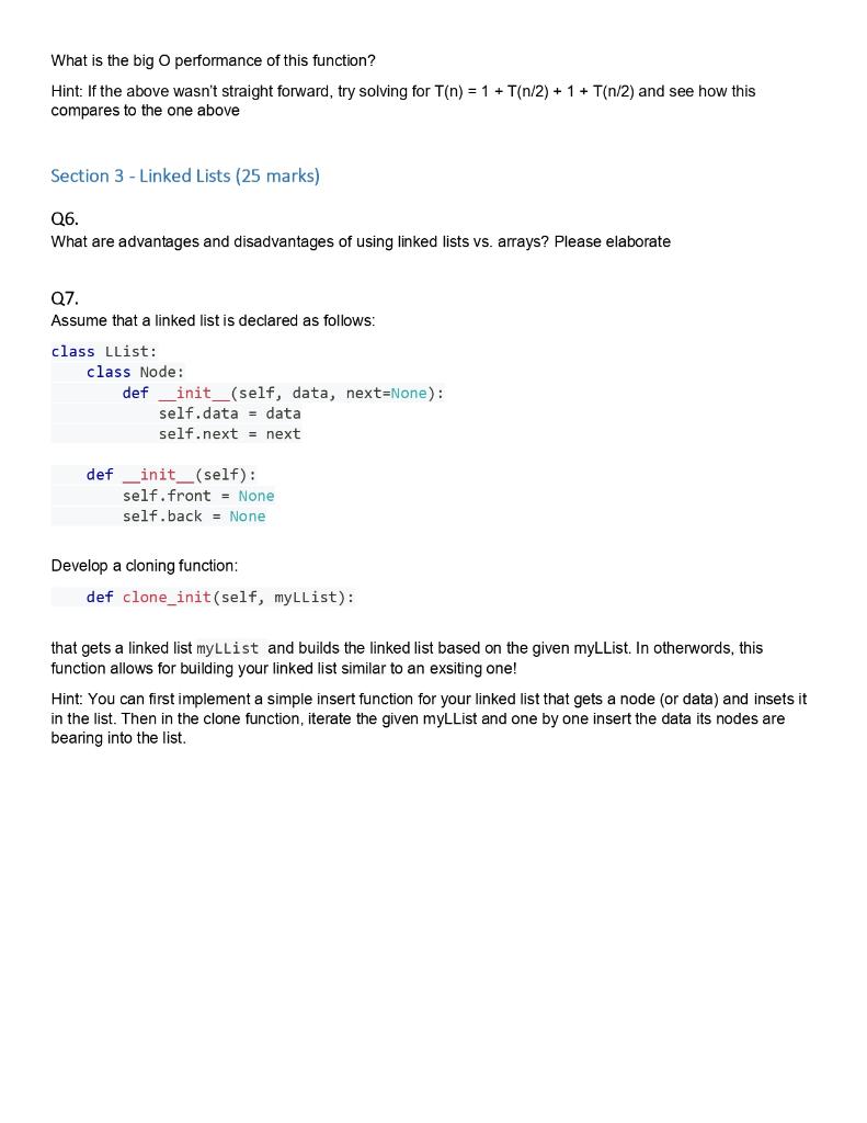 Solved What is the big O performance of this function? Hint: | Chegg.com