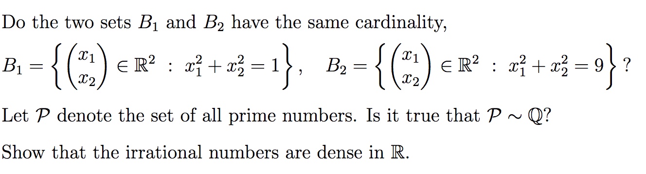 Solved Do the two sets B1 and B2 have the same cardinality, | Chegg.com