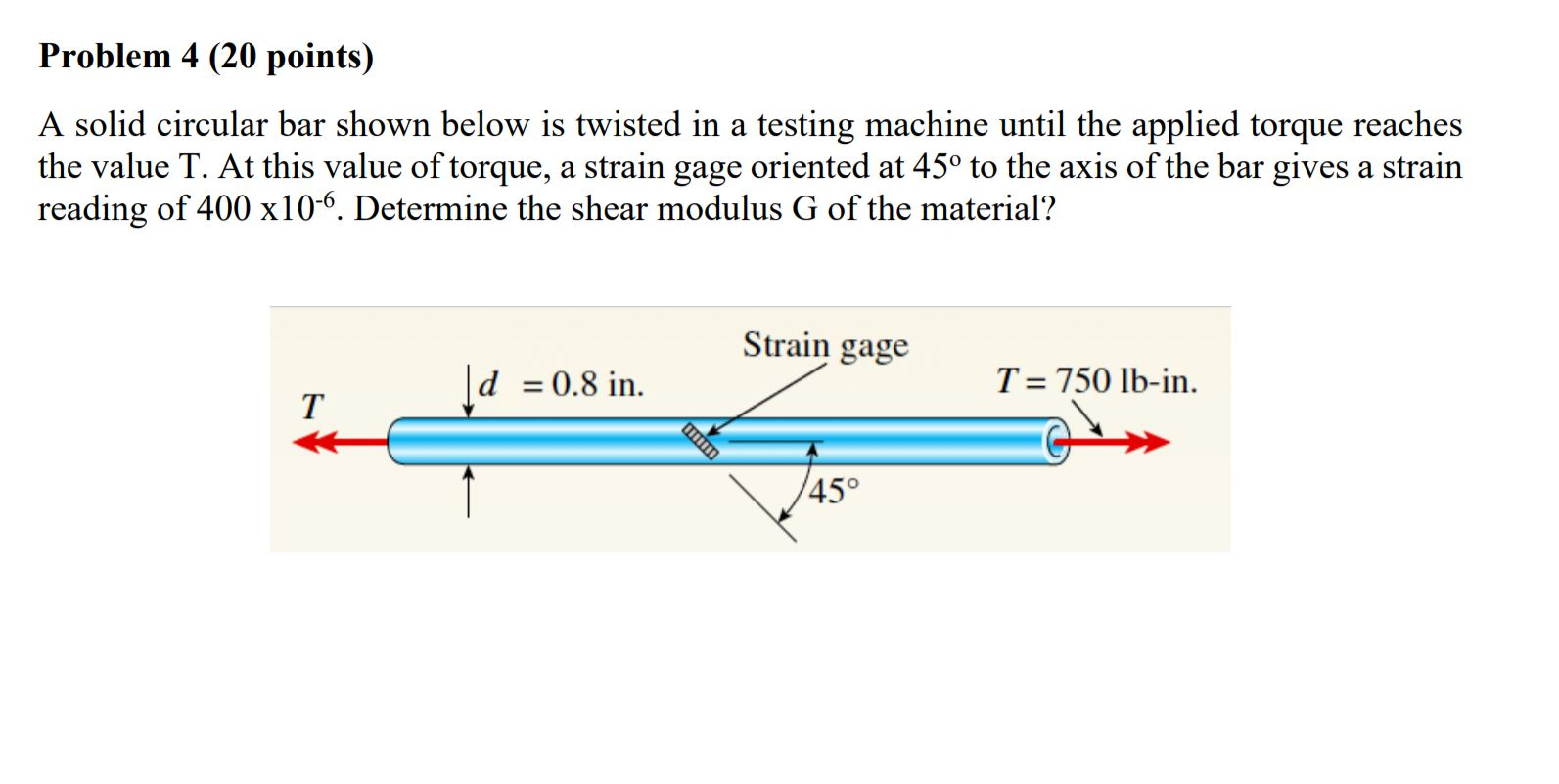 Solved Problem 4 (20 points) A solid circular bar shown | Chegg.com