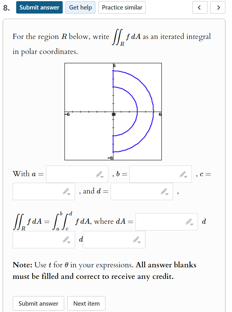 Solved For the region R ﻿below, write ∬RfdA as an iterated | Chegg.com