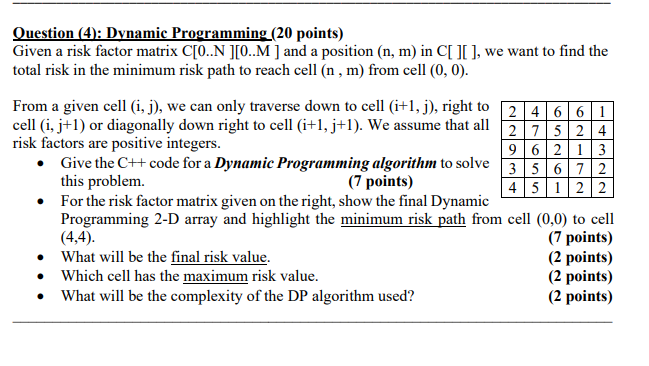 Solved Question 4 Dynamic Programming 20 Points Given A 0153