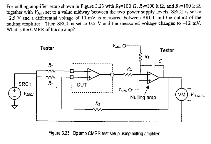 Solved For nulling amplifier setup shown in Figure 3.23 with | Chegg.com