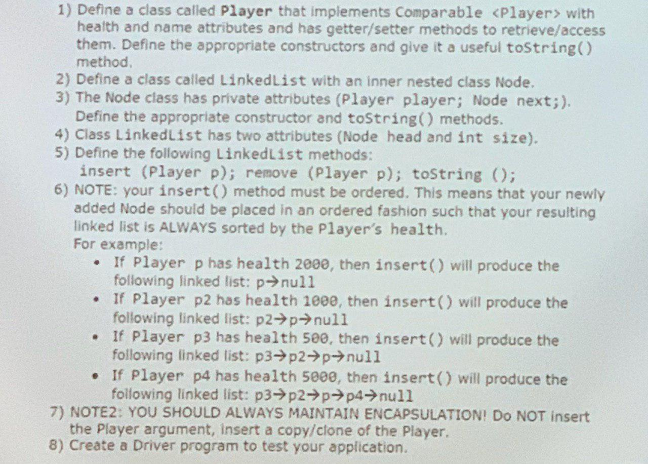 1) Define a class called Player that implements | Chegg.com
