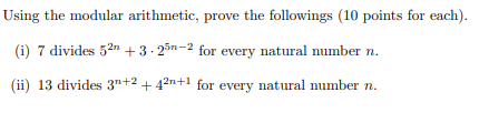 Solved Using the modular arithmetic, prove the followings | Chegg.com