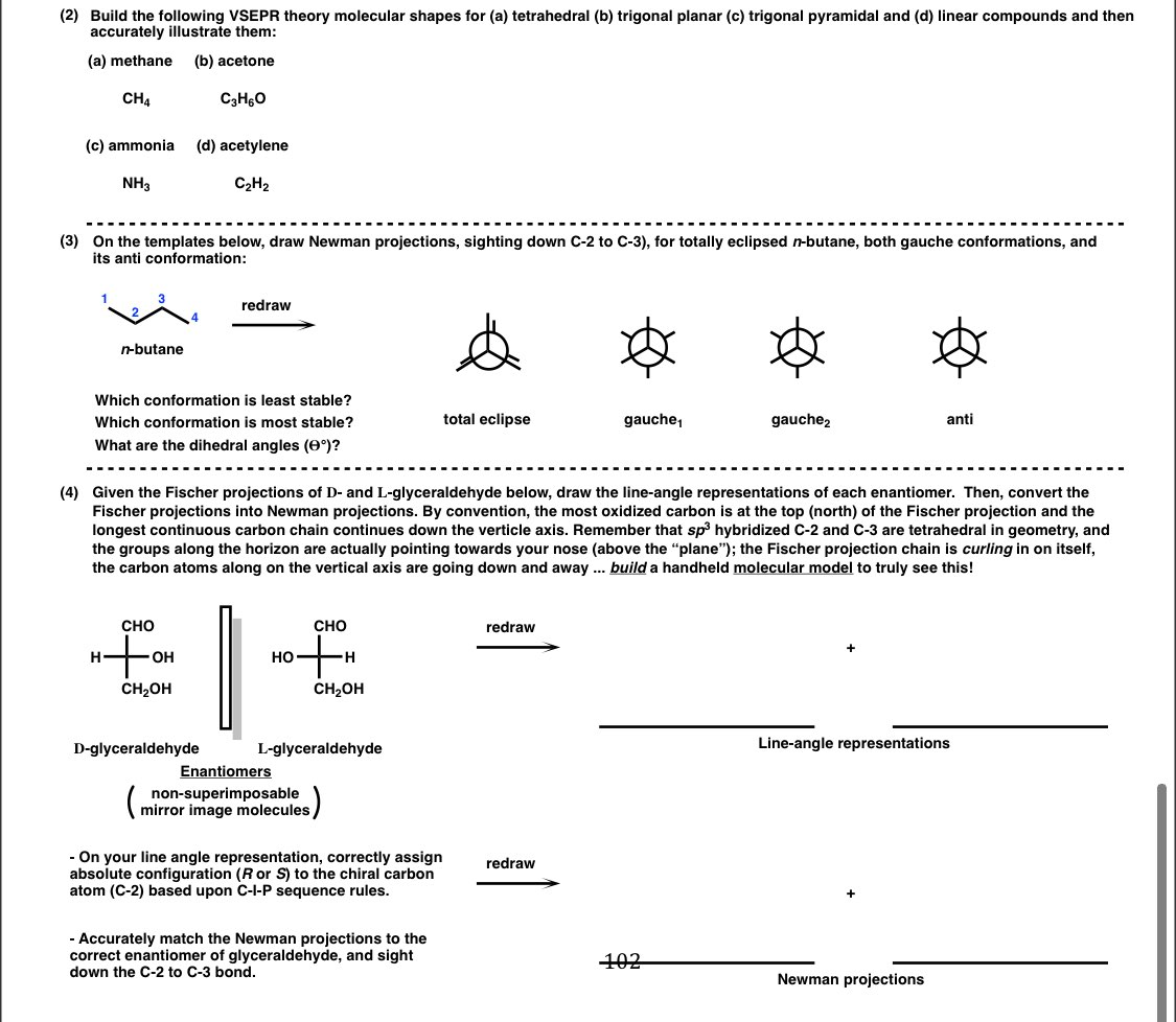 Solved (2) Build the following VSEPR theory molecular shapes | Chegg.com