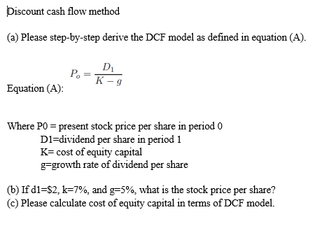 Solved Discount cash flow method (a) Please step-by-step | Chegg.com