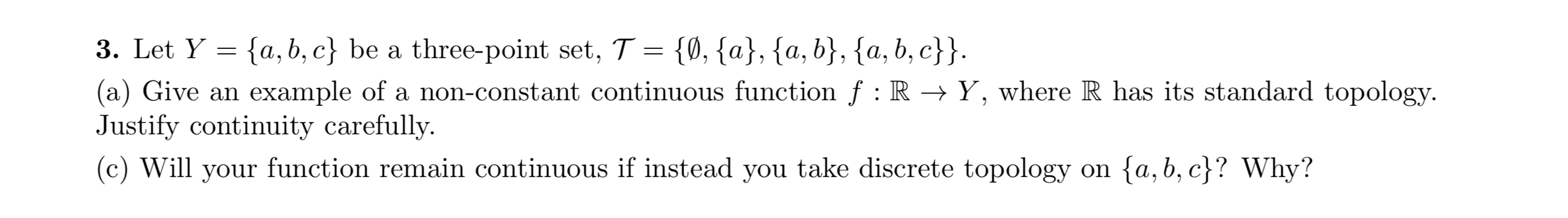 Solved 3. Let Y={a,b,c} be a three-point set, | Chegg.com