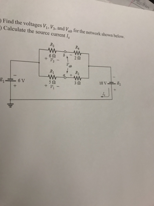 Solved Find the voltages V1,V3, and Vab for the network | Chegg.com