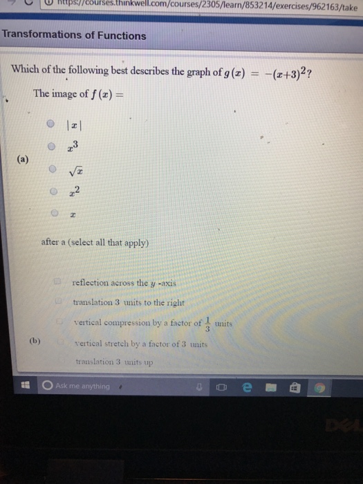 Solved Which Of The Following Best Describes The Graph Of G