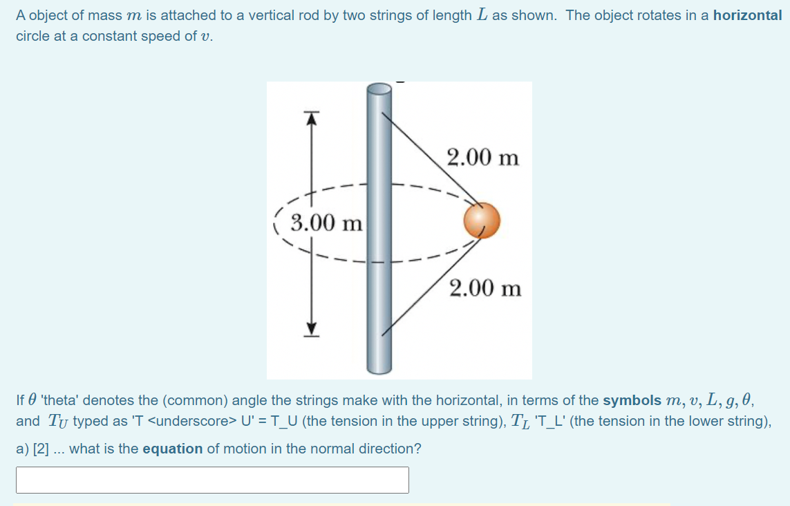 Solved A object of mass m is attached to a vertical rod by | Chegg.com