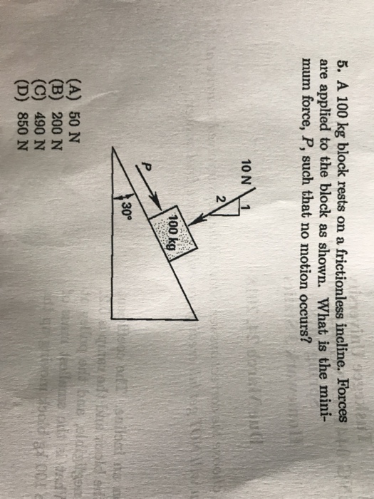Solved 1. A 100 kg block rests on an incline. The | Chegg.com