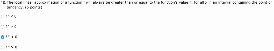 Solved 10. The local linear approximation of a function f | Chegg.com