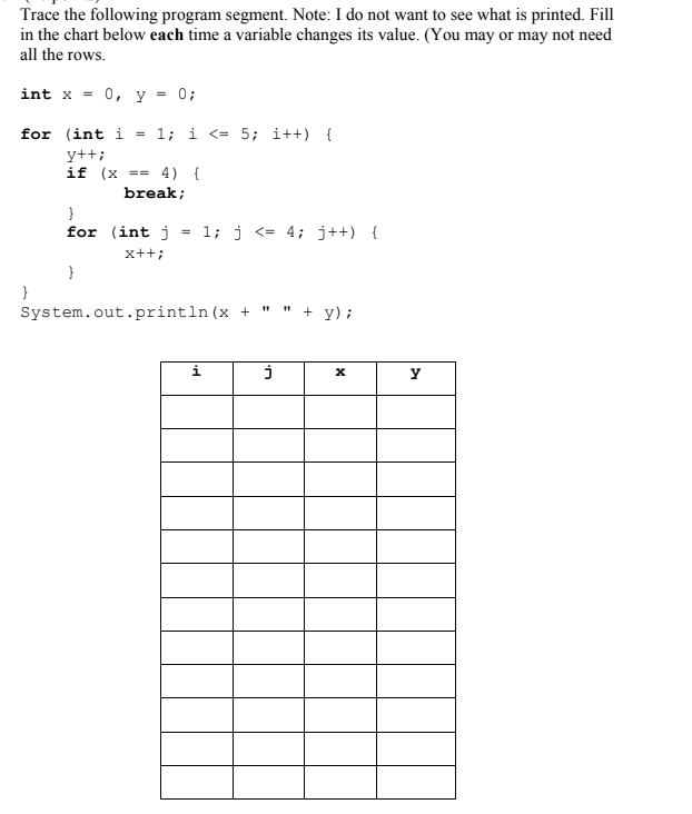 Solved Trace The Following Program Segment Note I Do Not 