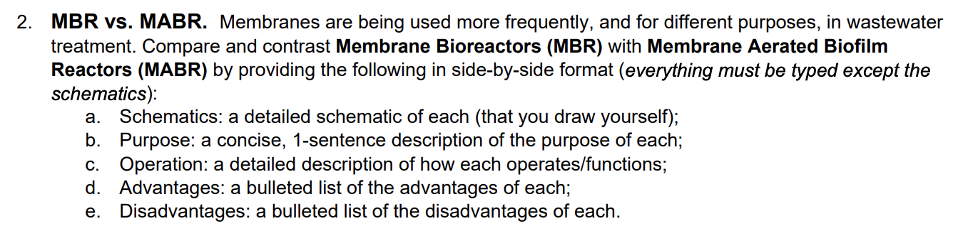 Solved 2. MBR vs. MABR. Membranes are being used more | Chegg.com