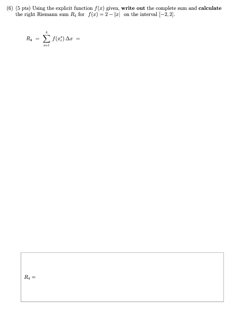 Solved (6) (5 pts) Using the explicit function f(c) given, | Chegg.com