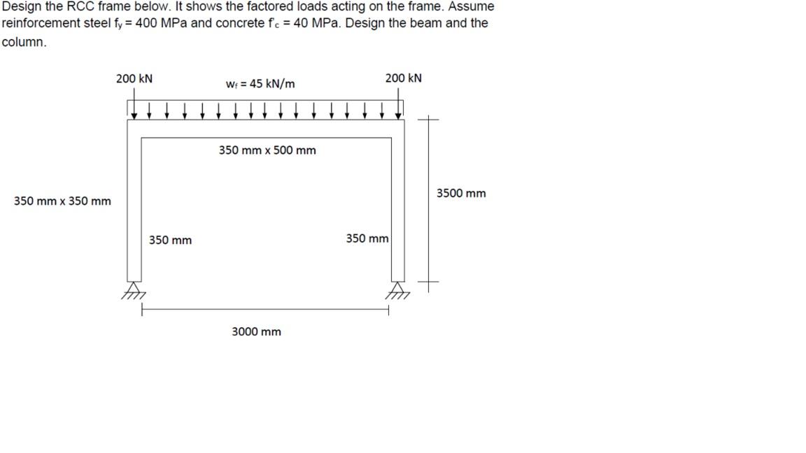 Design the RCC frame below. It shows the factored | Chegg.com