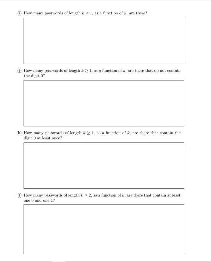 Solved 8. The goal is to count the number of passwords with | Chegg.com