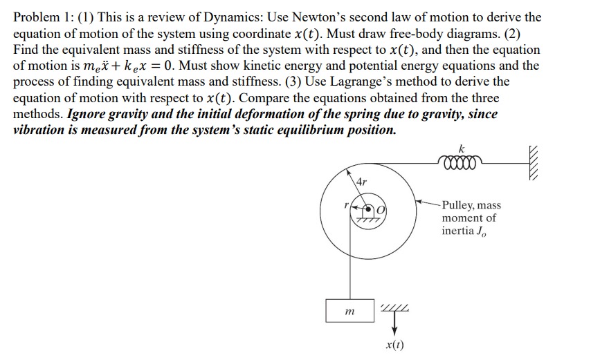 Solved Problem 1: (1) ﻿This is a review of Dynamics: Use | Chegg.com
