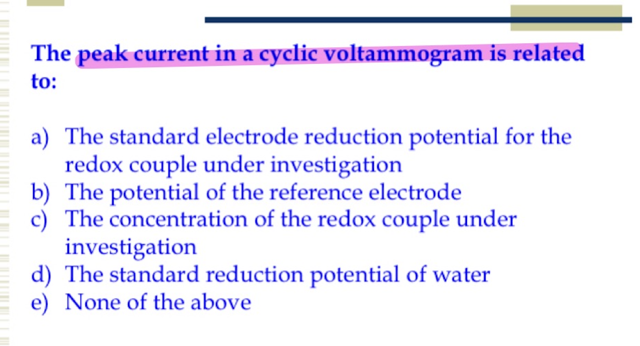 Solved The peak current in a cyclic voltammogram is related | Chegg.com