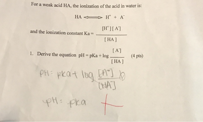 Solved For a weak acid HA, the ionization of the acid in | Chegg.com