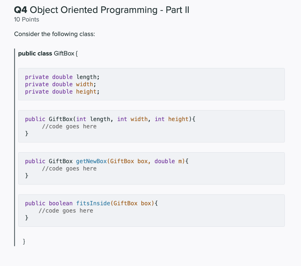 Solved Q4 Object Oriented Programming - Part II 10 Points | Chegg.com
