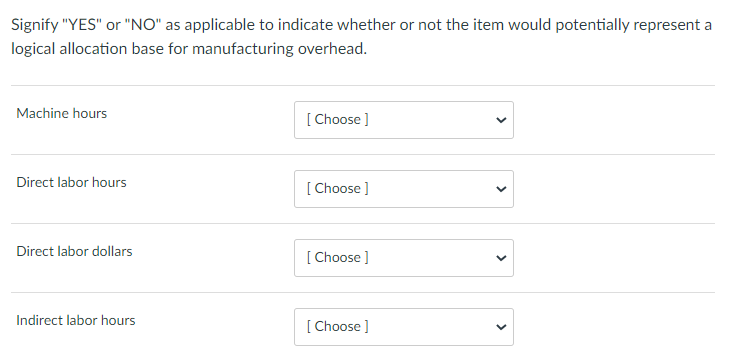 Solved Signify "YES" or "NO" as applicable to indicate | Chegg.com
