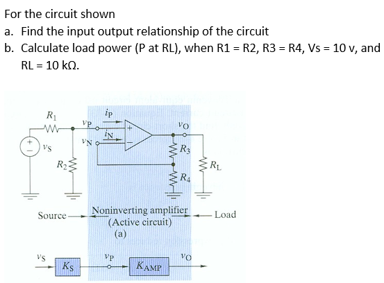 Solved For the circuit shown a. Find the input output | Chegg.com