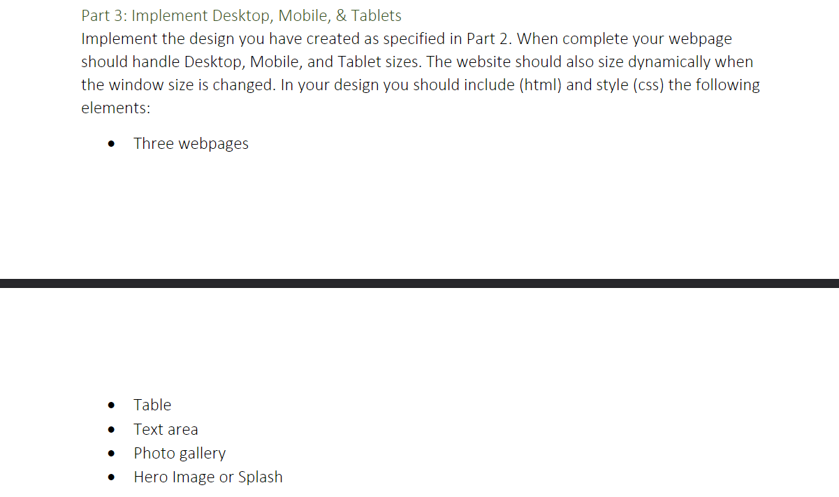 Part 3: Implement Desktop, Mobile, \& Tablets | Chegg.com