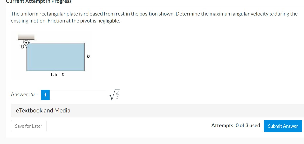 Solved Current Attempt in Progress The uniform rectangular | Chegg.com