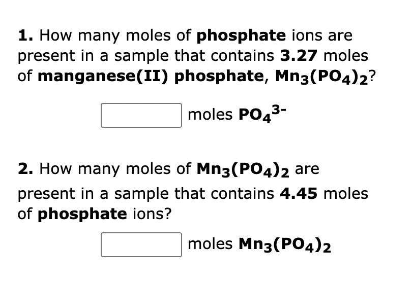 Solved 1. How many moles of phosphate ions are present in a | Chegg.com