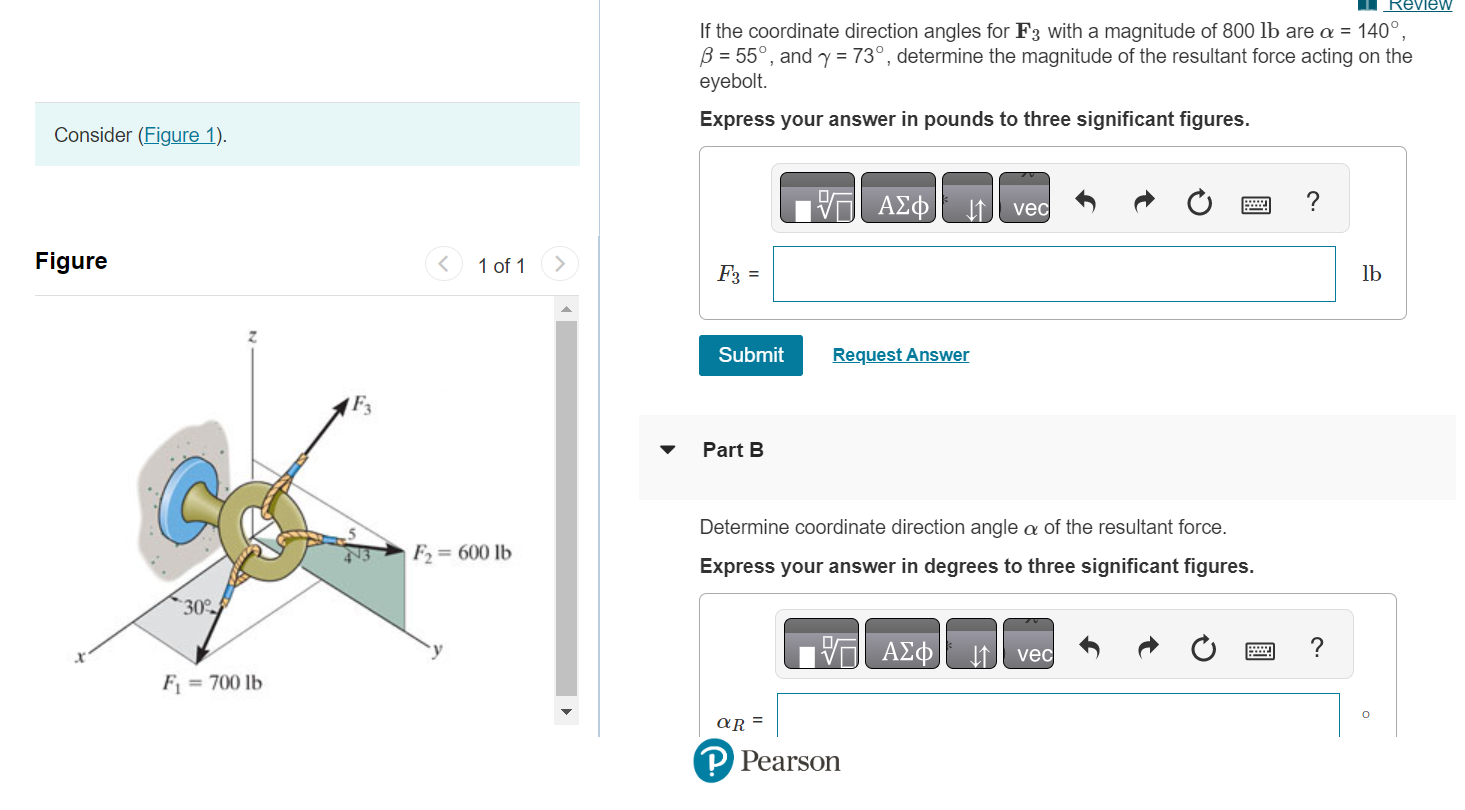 Solved If the coordinate direction angles for F3 with a | Chegg.com