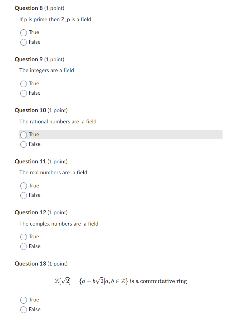 Solved Question 2 (1 point) Z−n is a commutative ring with | Chegg.com