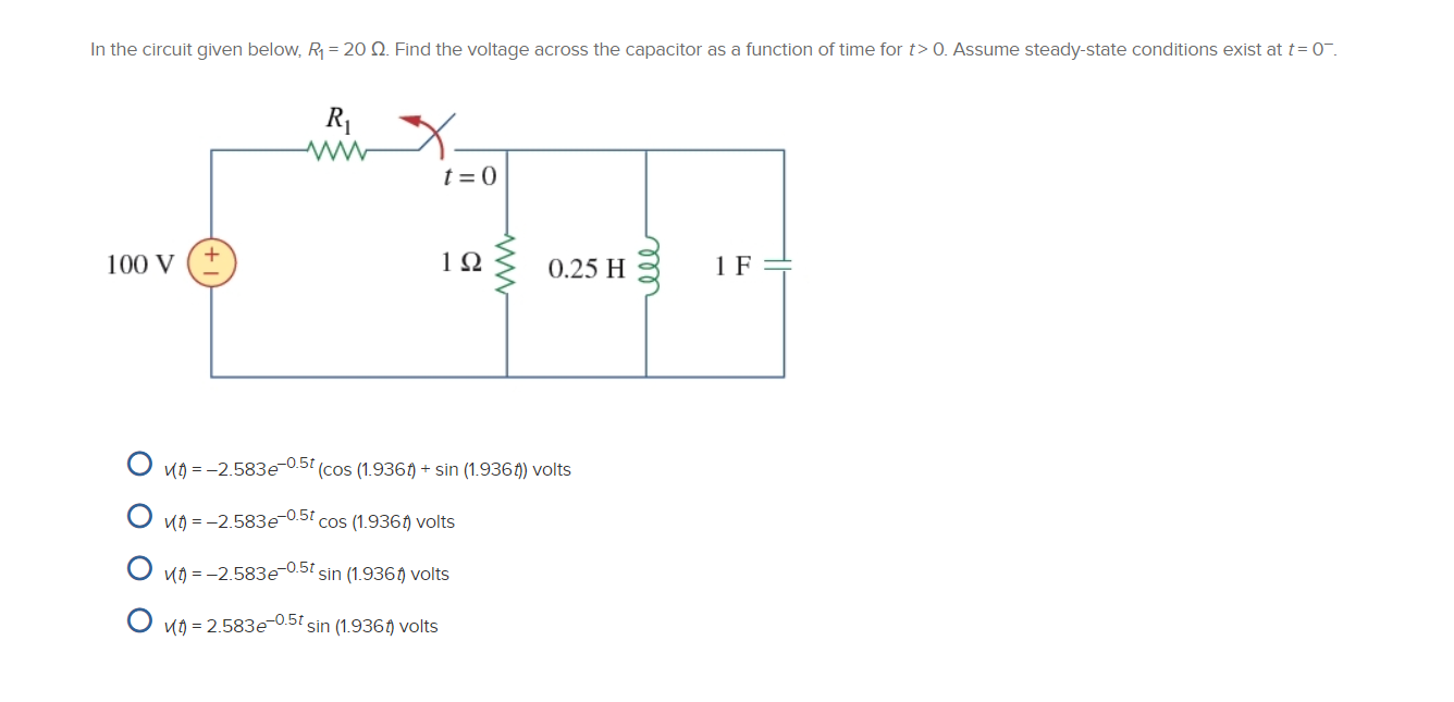Solved In the circuit given below, R1 = 20 2. Find the | Chegg.com