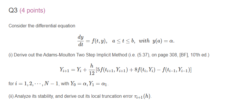 Q3 (4 points) Consider the differential equation = dy | Chegg.com
