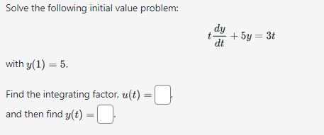 Solved Solve the following initial value | Chegg.com
