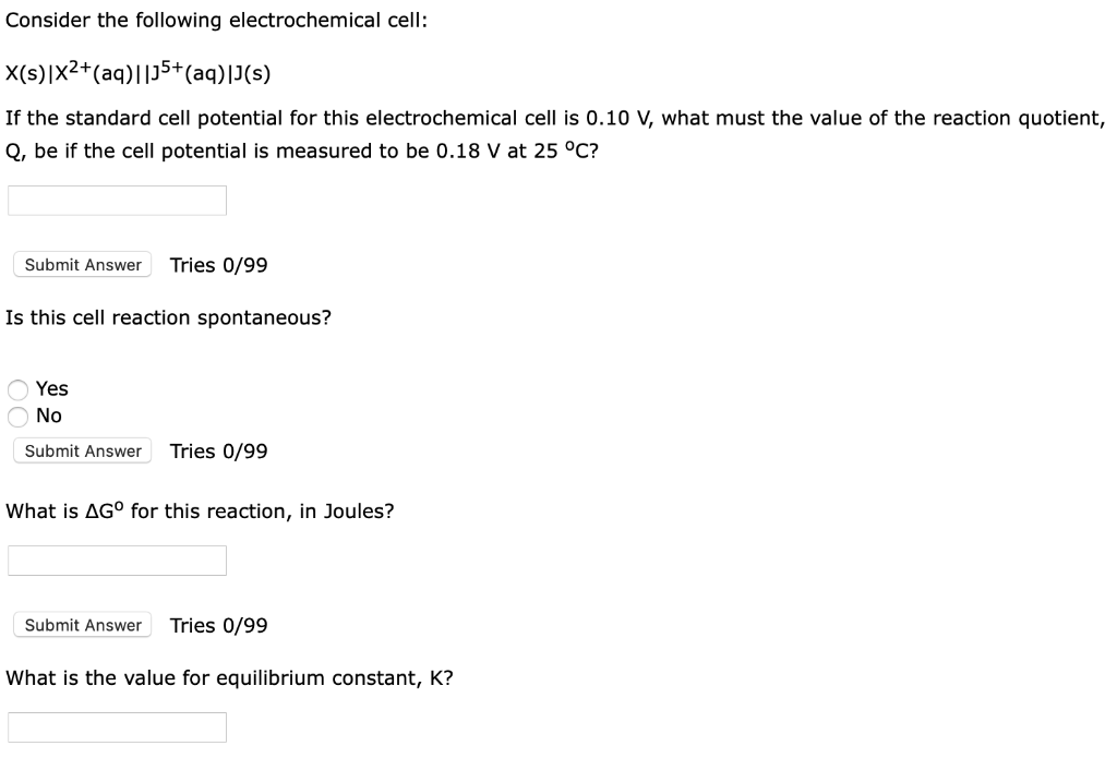 Solved Consider the following electrochemical cell: | Chegg.com