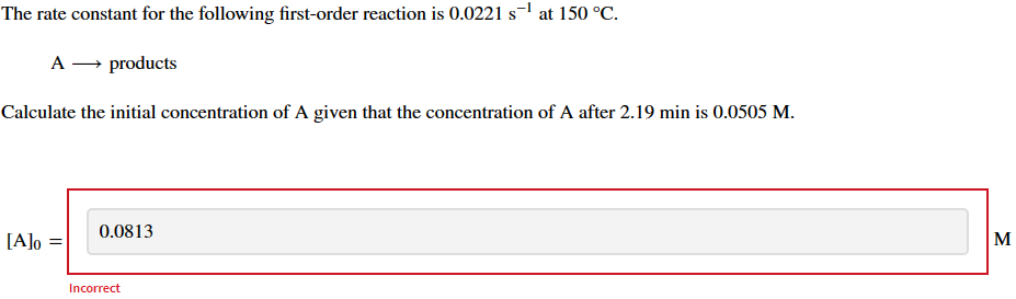 Solved A products Calculate the initial concentration of A | Chegg.com