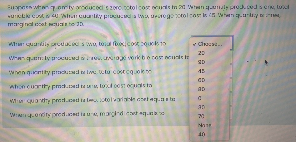 Solved Suppose when quantity produced is zero, total cost | Chegg.com