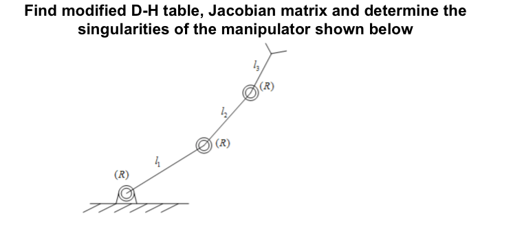 Solved Find modified D-H table, Jacobian matrix and | Chegg.com