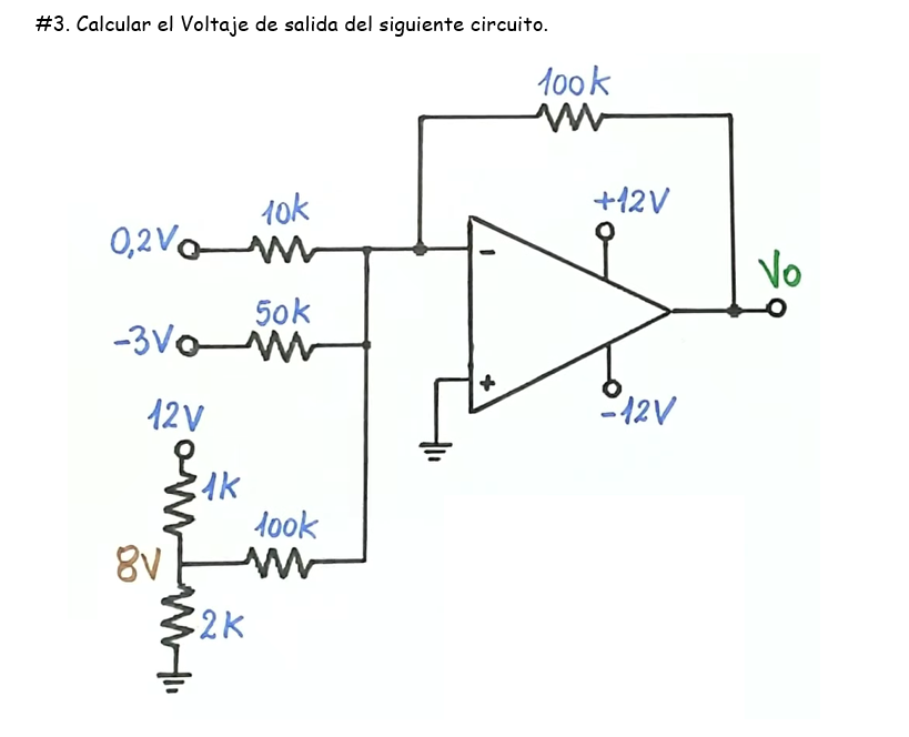Solved \#3. Calcular el Voltaje de salida del siguiente | Chegg.com