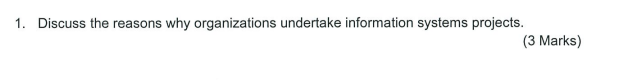 Solved 1. Discuss the reasons why organizations undertake | Chegg.com